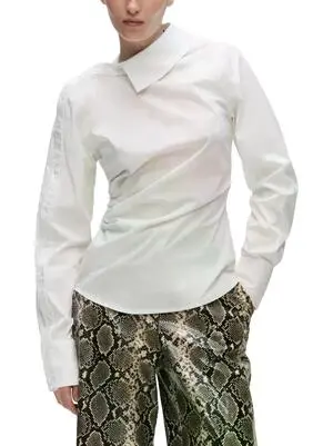 Karl Lagerfeld Asymmetric Gathered Button Shirt - White