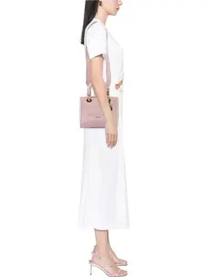 Dior Embroidered Canvas Cannage Lady D Lite Satchel - Pink