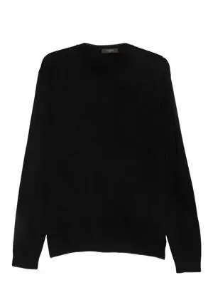 SLOWEAR Waffle-knit Long-sleeve Sweater - Black