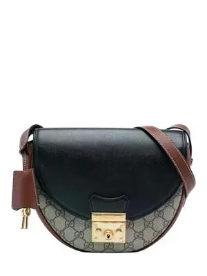 Gucci Gg Supreme Saddle Padlock Crossbody Bag - Neutrals