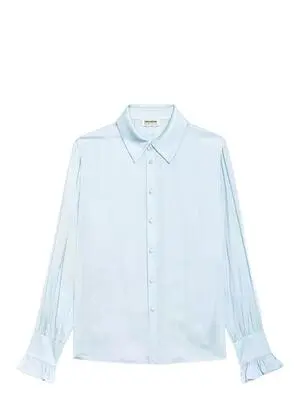 Zadig&Voltaire Long-sleeve Satin Shirt With Rhinestone Wings - Blue