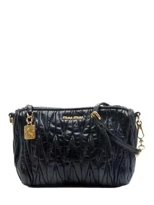 Miu Miu Miu Miu Matelassé Nappa Lux Charm Shoulder Bag Black