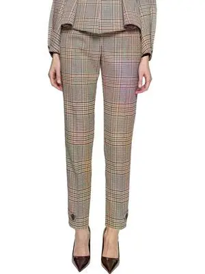 NISSA Checked Tailored Tapered Pants - Neutrals