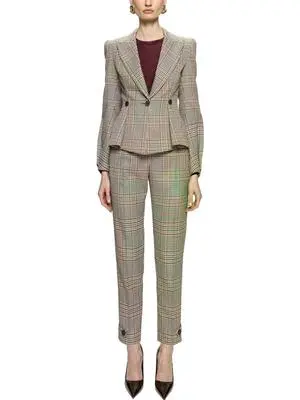 NISSA Checked Tailored Tapered Pants - Neutrals
