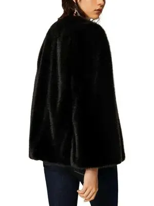 TWINSET Faux Fur Cape Jacket - Black