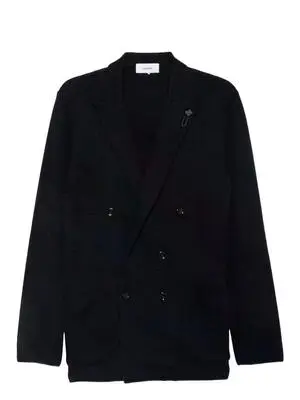 LARDINI Double-breasted Knit Blazer - Blue