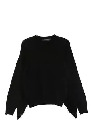 Federica Tosi Fringe Detail Crew Neck Sweater - Black