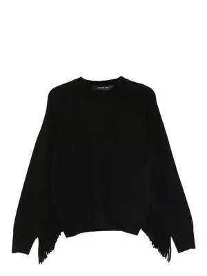 Federica Tosi Fringe Detail Crew Neck Sweater - Black
