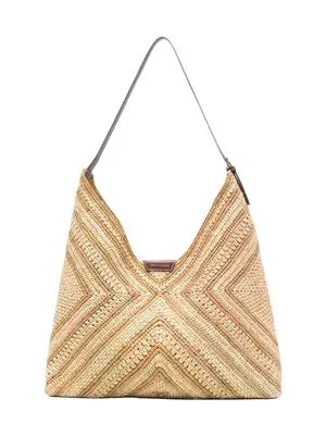 ANYA HINDMARCH Woven Chevron Shoulder Tote Bag - Neutrals