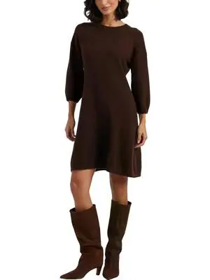 Chinti & Parker Wide-sleeve A-line Mini Dress - Brown