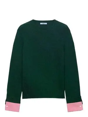 Prada Wool And Cashmere Crew-neck Sweater With Removable Cuffs - Green