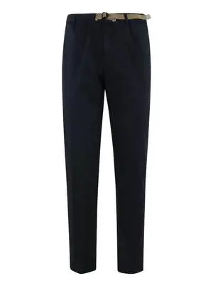 WHITE SAND Belted Elasticated-waist Trousers - Blue