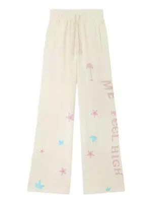 Palm Angels Graphic Print Wide Leg Track Pants - Neutrals