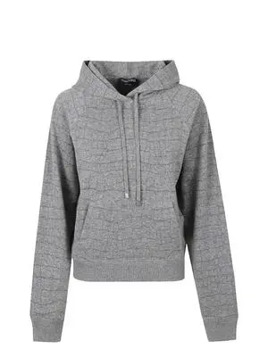 TOM FORD Cashmere Cotton Croco Jacquard Hoodie - Grey