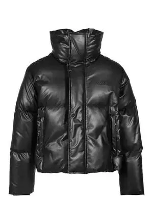 MAISON MARGIELA MM6 Maison Margiela Black Faux-Leather Padded High-Neck Jacket