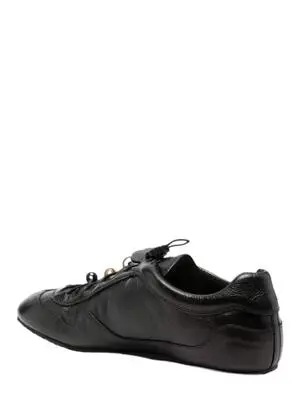 Cecilie Bahnsen Blaise Beaded Leather Sneakers - Black