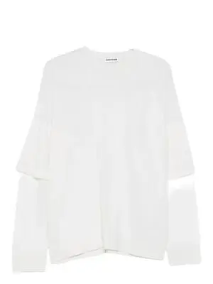 DARKPARK Layered Sleeves Crew Neck Sweater - White