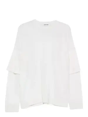 DARKPARK Layered Sleeves Crew Neck Sweater - White