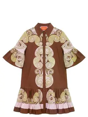 La DoubleJ Choux Ruffled-trim Dress - Brown