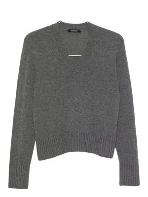 ARAGONA V-neck Ribbed-trim Sweater - Grey
