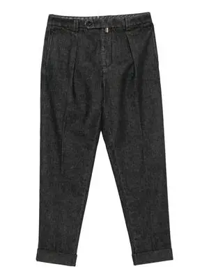 BERWICH Pleated Turn-up Trousers - Black