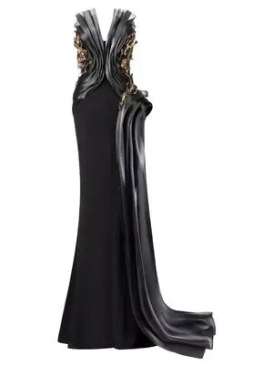GABY CHARBACHY Sequin-embellished Ruffled Gown - Black