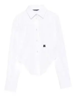 WRSTBHVR Quinn Logo-embroidered Cropped Shirt - White