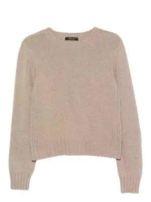 ARAGONA Aragona Long-Sleeve Ribbed Knit Sweater Neutrals