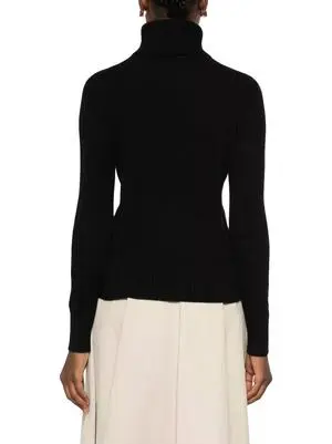 ARAGONA Ribbed-trim Roll Neck Sweater - Black