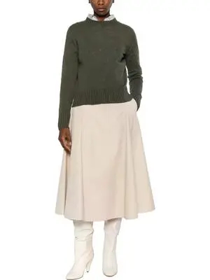 ARAGONA Aragona Long-Sleeve Ribbed-Trim Sweater Green