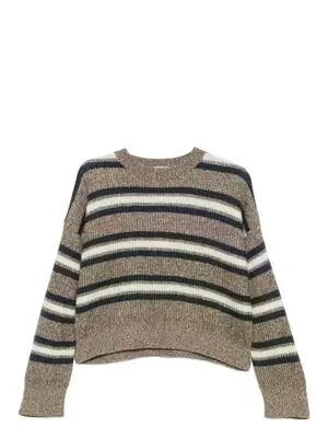 Brunello Cucinelli Striped Crew-neck Sweater - Brown