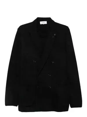 LARDINI Double-breasted Knitted Blazer - Black