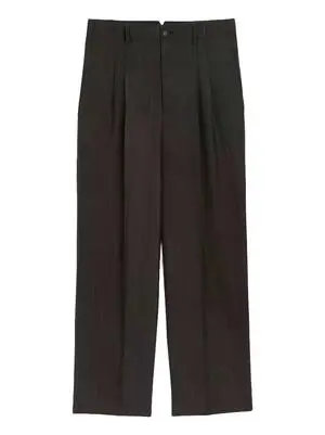 AMI Paris High-waisted Carrot-fit Striped Wool Trousers - Grey