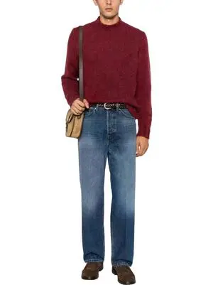 DOPPIAA Ribbed Knit Mock Neck Sweater - Red