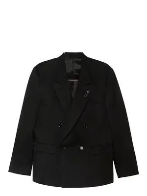 LARDINI Double-breasted Peak-lapel Blazer - Black