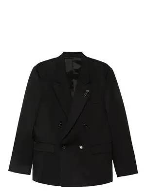 LARDINI Double-breasted Peak-lapel Blazer - Black