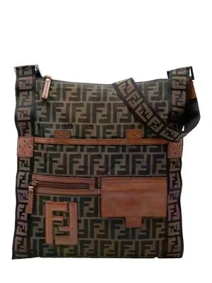 Fendi Zucca Canvas Ff Flat Messenger Bag - Brown