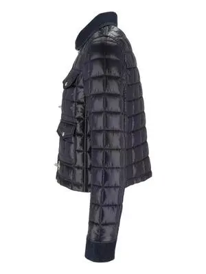 FAY Quilted Jacket With Denim Collar - Blue