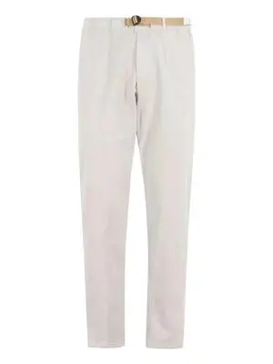 WHITE SAND Belted Tapered-leg Trousers - White