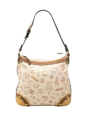 Loewe 160th Anniversary Canvas Shoulder Bag With Suede Trim - Neutrals