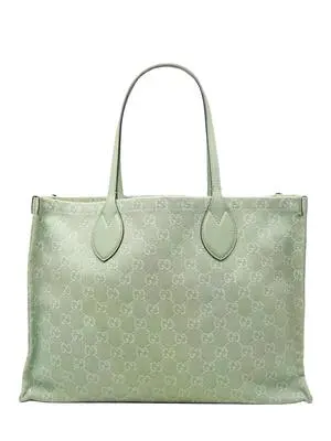Gucci Large Gg Denim Ophidia Tote Bag - Green