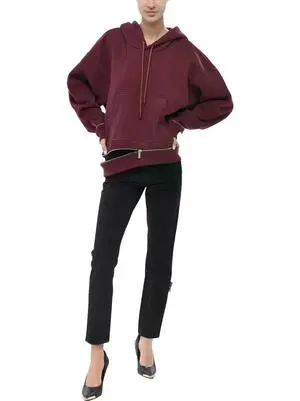 Off-White Zip-hem Drawstring Hoodie - Red