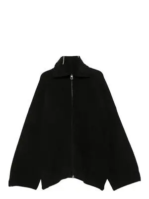 THE FRANKIE SHOP Ribbed Knit Zip-fastening Cardigan - Black