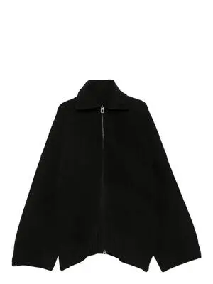THE FRANKIE SHOP Ribbed Knit Zip-fastening Cardigan - Black