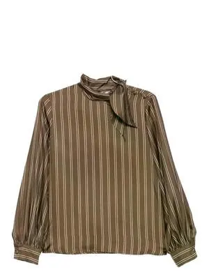 Max Mara Striped Pussy-bow Blouse - Brown