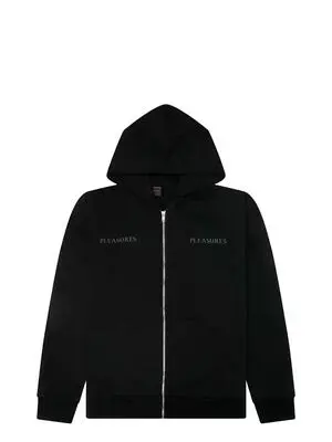 PLEASURES Graphic-print Zip-up Hoodie - Black