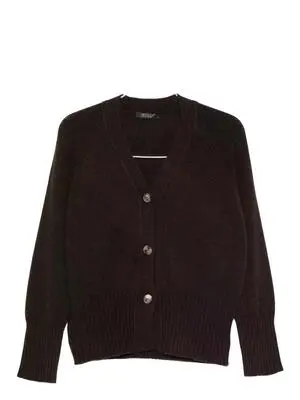 ARAGONA V-neck Button-up Cardigan - Brown