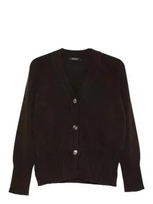 ARAGONA V-neck Button-up Cardigan - Brown