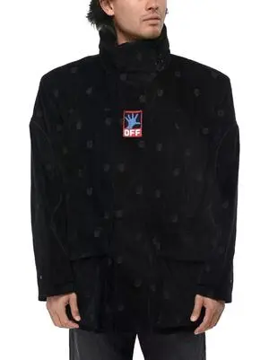 Off-White Hands Off Embroidered Velour Jacket - Black