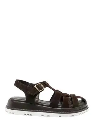 SERGIO MORETTI FIRENZE Buckle-fastening Caged Sandals - Brown